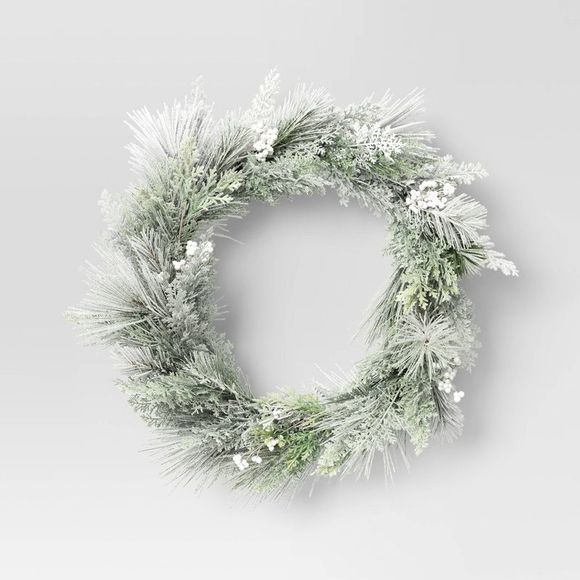 Threshold | Accents | Xl Heavy Flocked Christmas Wreath Threshold ...